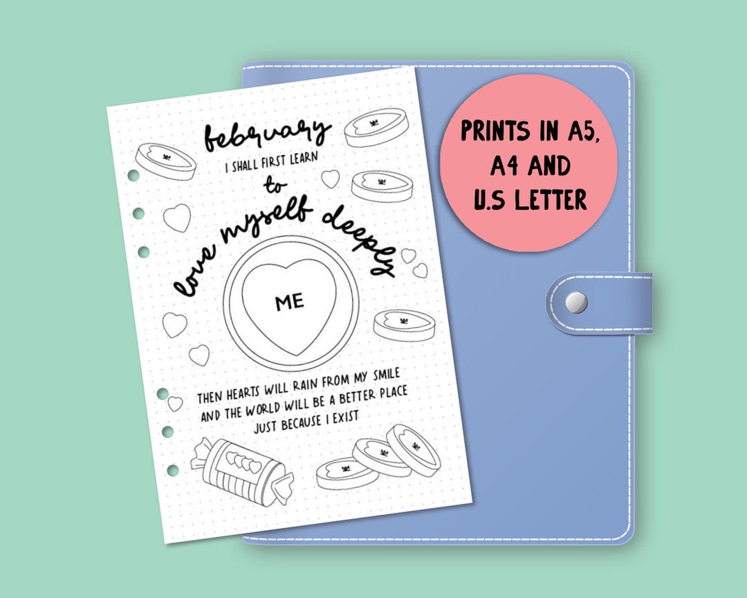 February Title Page, February Calendar, Bullet Journal, 2025 Diary ...