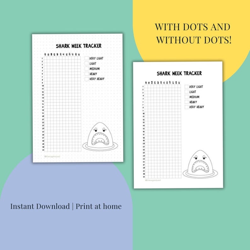 Period Tracker Printable, Journal Pages, Adult Colouring, Shark Week ...