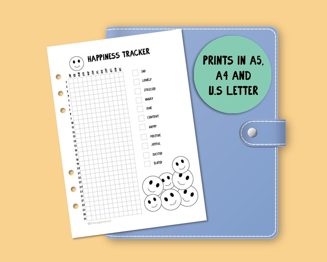 Happiness Tracker Printable | Mood & Joy Log PDF | Bullet Journal ...