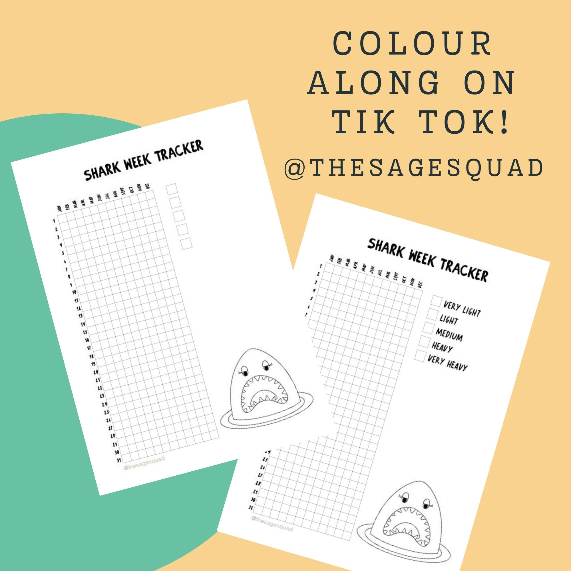 Shark Week Period Tracker Printable: A5/A4/US Letter Bujo (PDF Download ...
