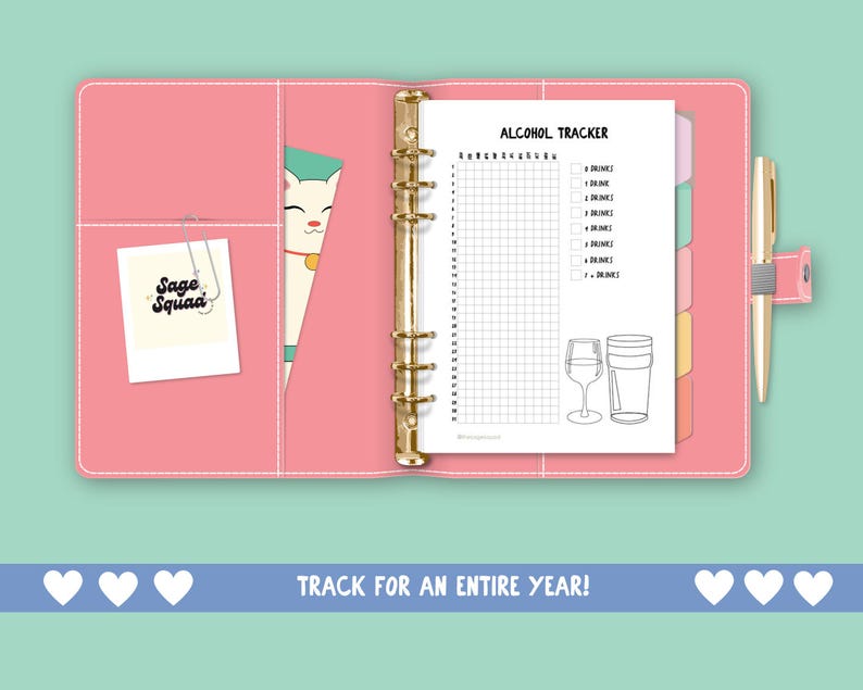 Alcohol Tracker Printable: Wellness & Habit Log (A5/A4/US Letter PDF ...