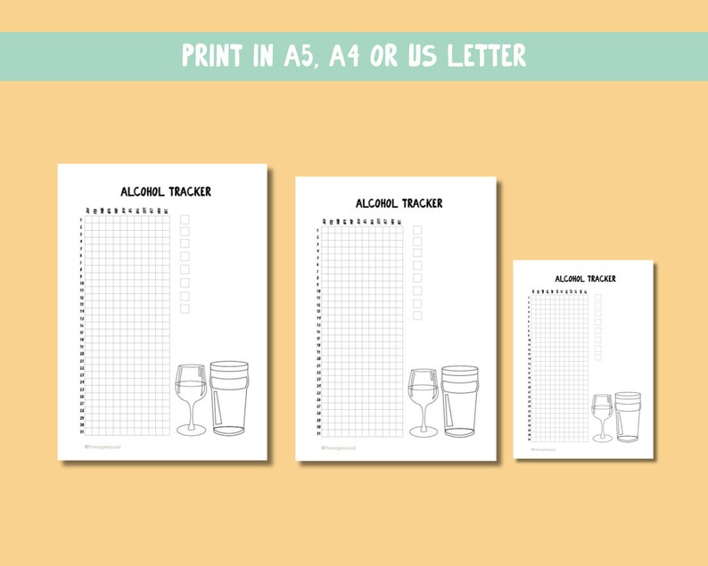Alcohol Tracker Printable: Wellness & Habit Log (A5/A4/US Letter PDF ...
