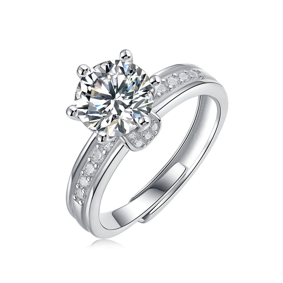 Evergrow Raised Moissanite Engagement Ring, Tarnish Free Plated 925 ...