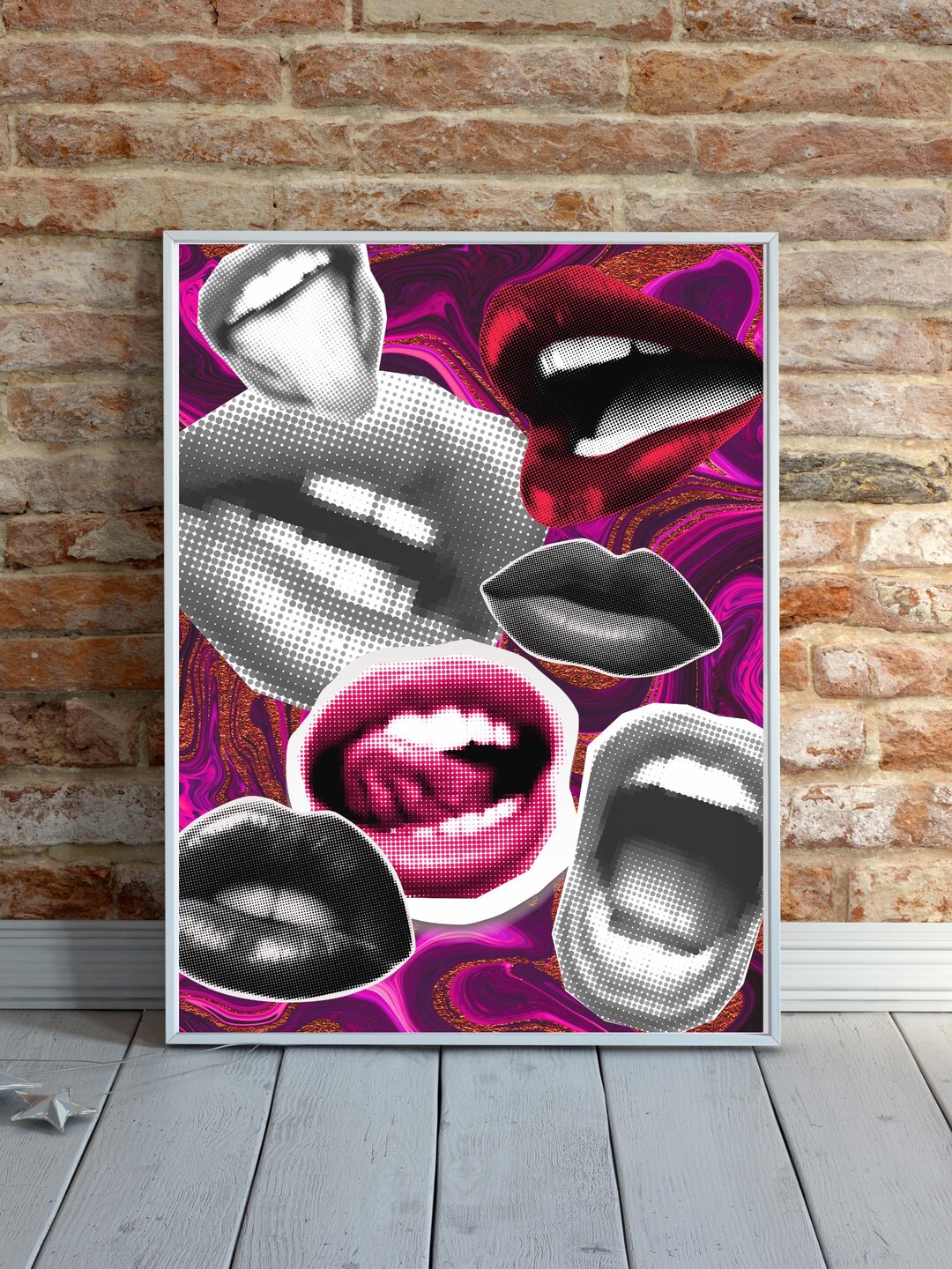 Lips Digital Print Art - Modern Wall Decor, Trendy Lip Art, Minimalist ...