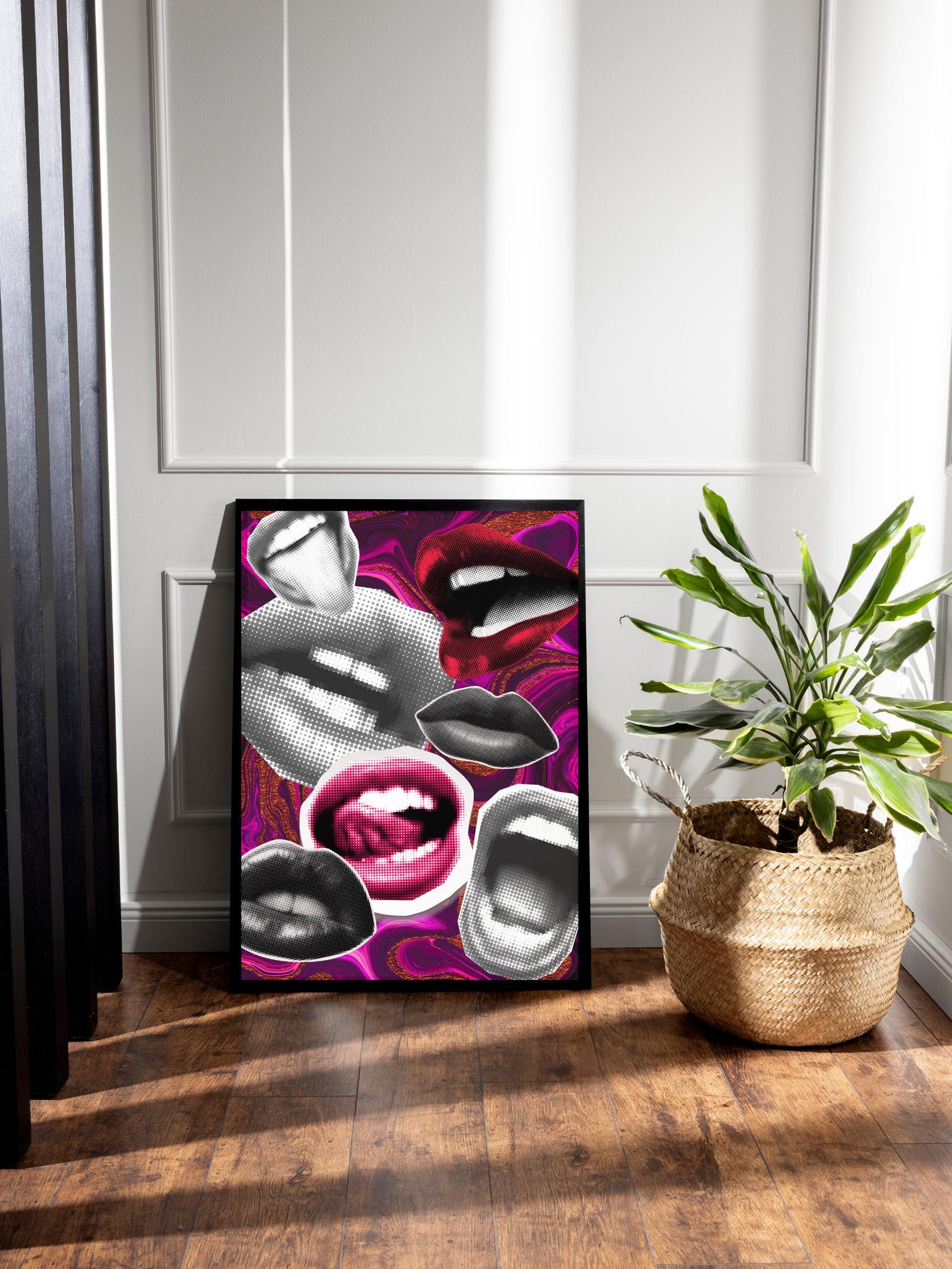 Lips Digital Print Art - Modern Wall Decor, Trendy Lip Art, Minimalist ...