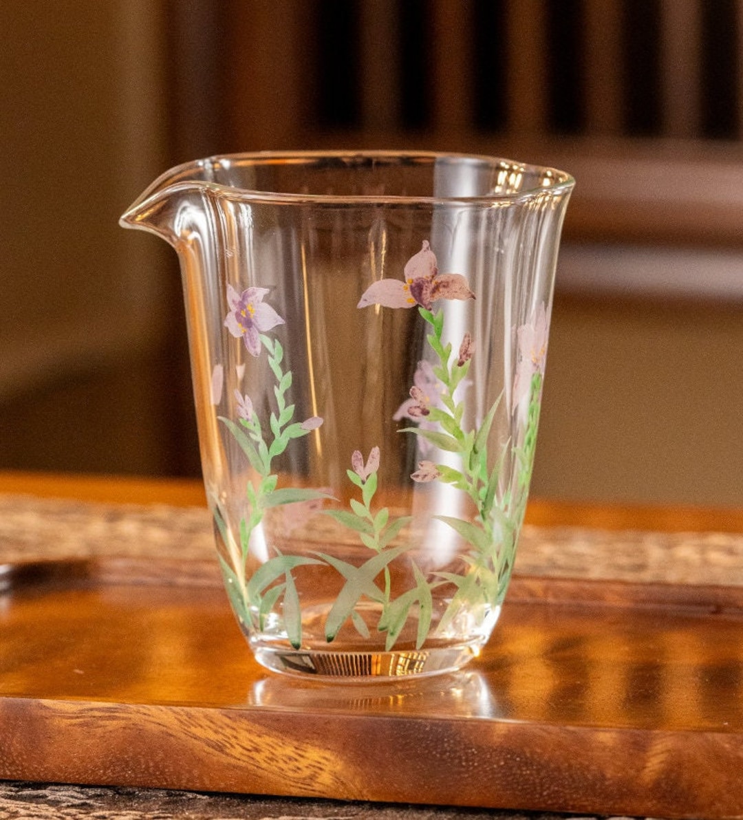 Hand-painted Flower Glass Tea Pitcher Tall Tea Fair Cup 240ml - Etsy