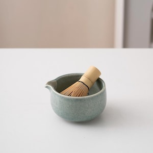 Blue Ceramic Matcha Bowl Set With Bamboo Whisk and Chasen Holder Unique ...