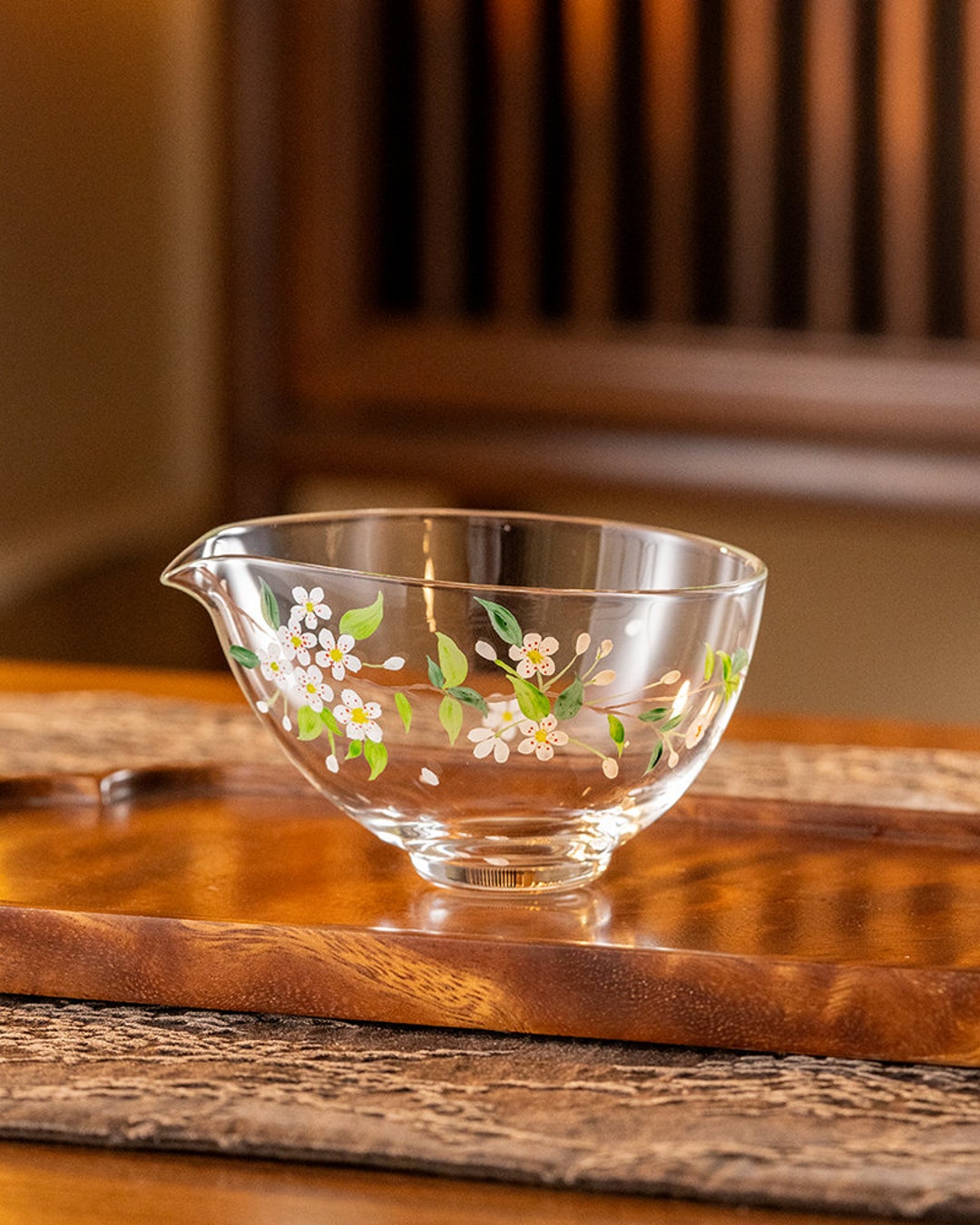 Hand-painted Flower Clear Glass Tea Pitcher Tea Fair Cup 175ml - Etsy