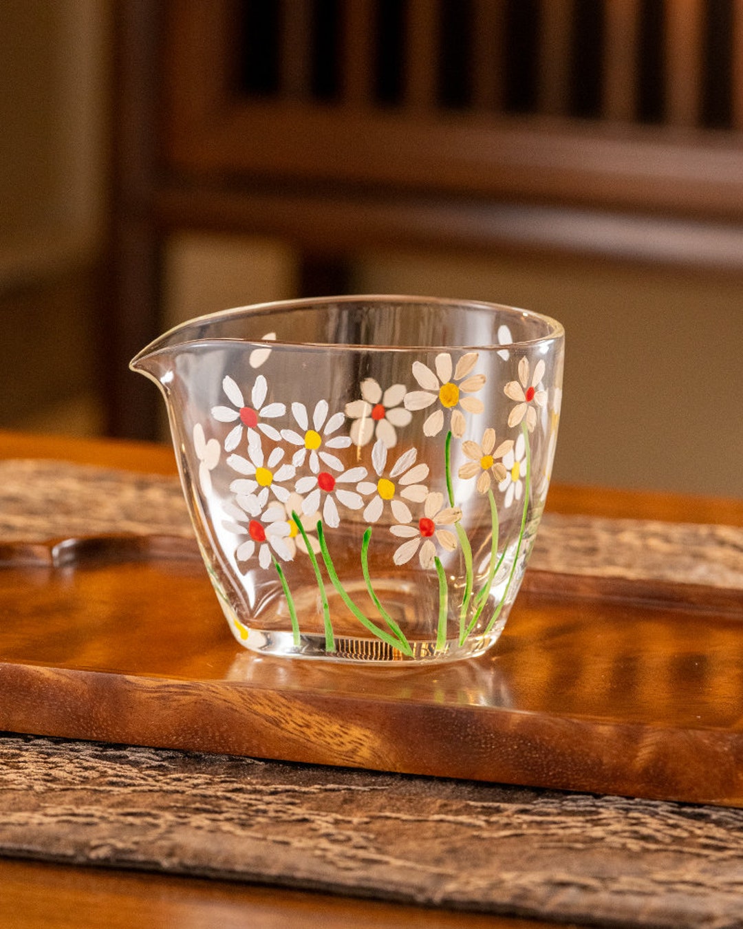 Hand-painted White Daisy Glass Tea Pitcher Clear Tea Fair Cup 230ml - Etsy