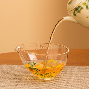 Hand-painted Flower Clear Glass Tea Pitcher Gongdaobei 175ml - Etsy
