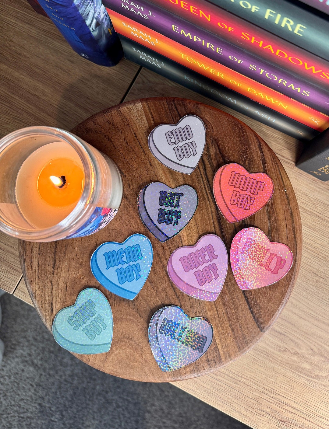 Book Boyfriend Candy Heart Stickers: Bookish Reader Vinyl Decals - Etsy