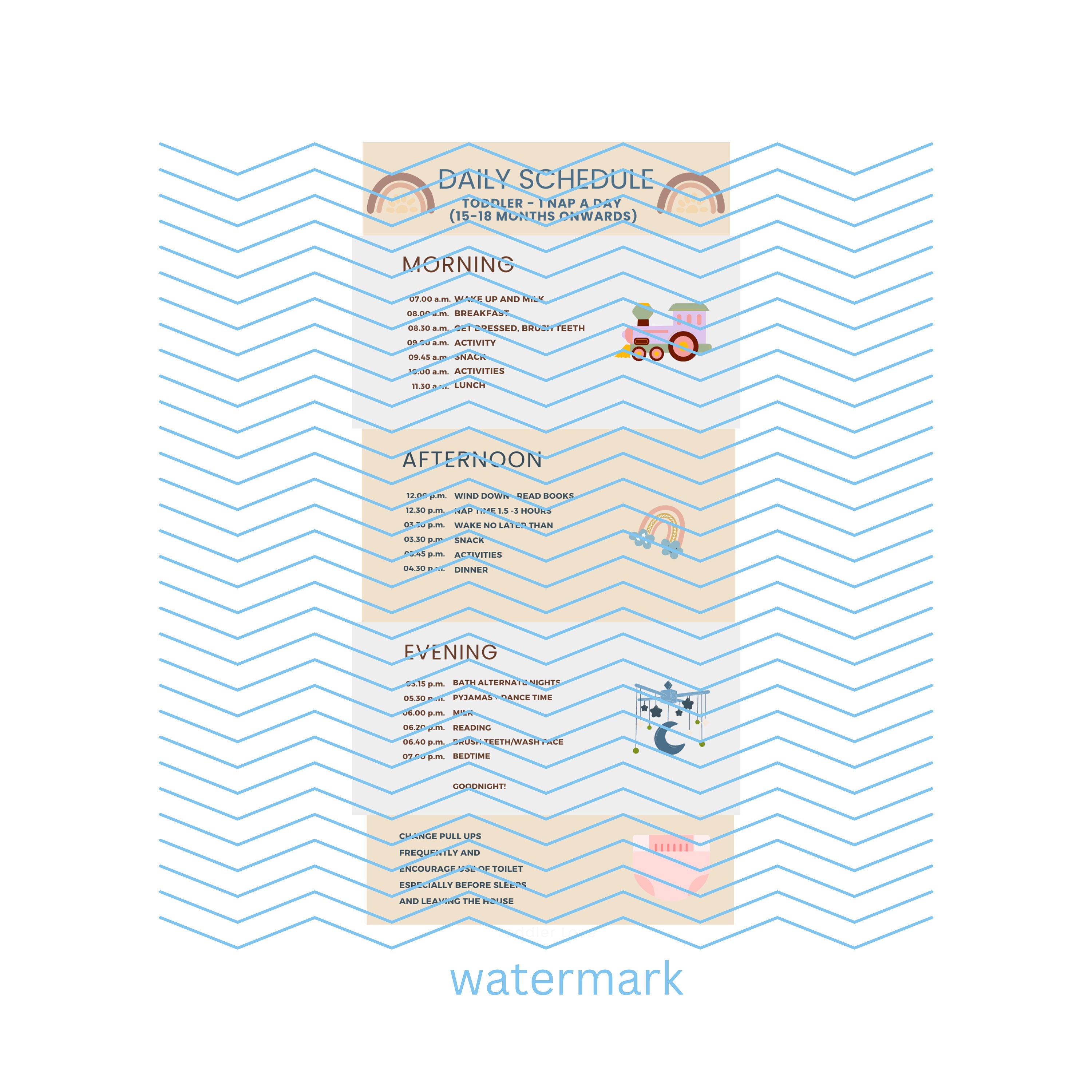 Toddler Routine Printable Daily Schedule, 1 Nap a Day, Wake Windows ...