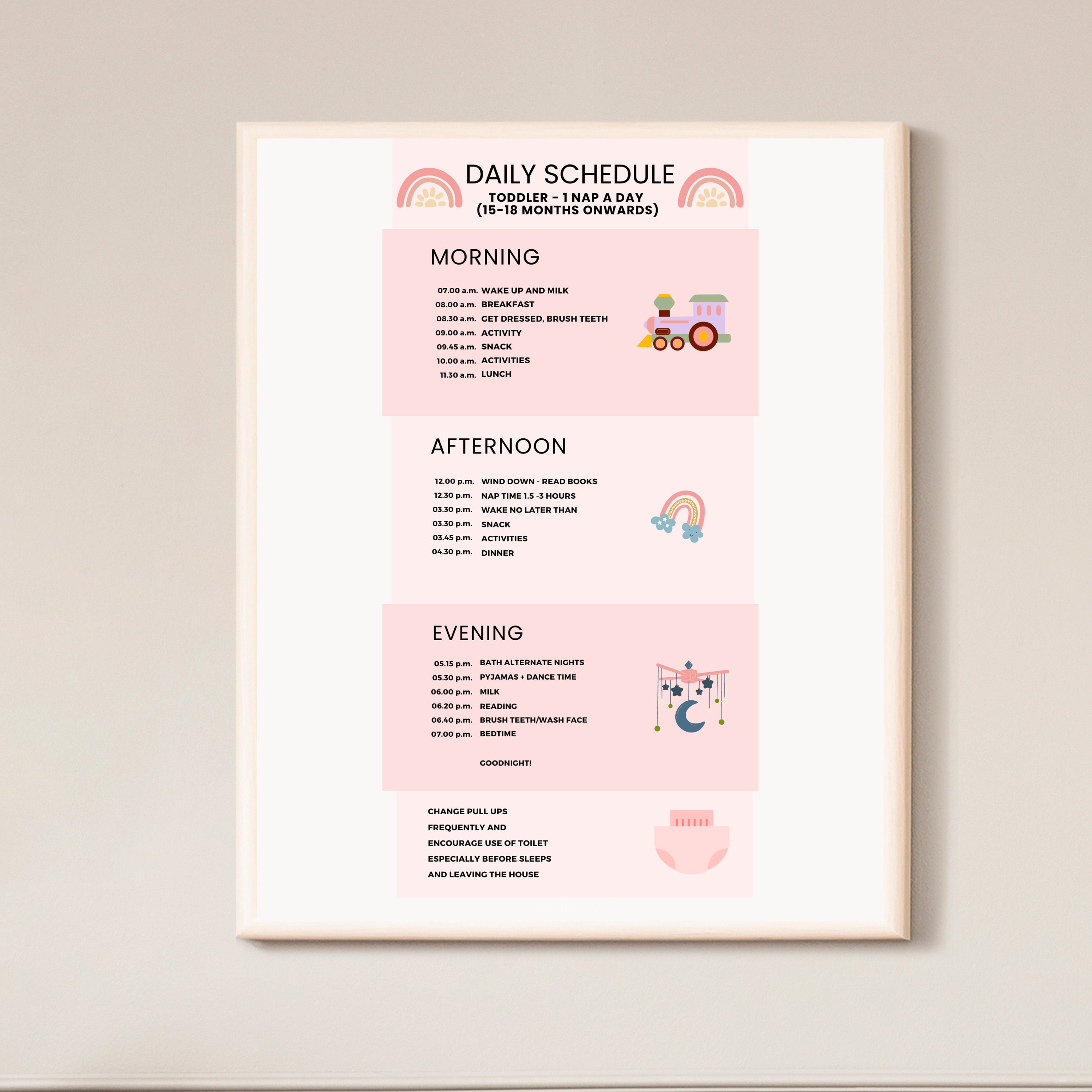 Toddler Routine Printable Daily Schedule, 1 Nap a Day, Sleep Times, Nap ...