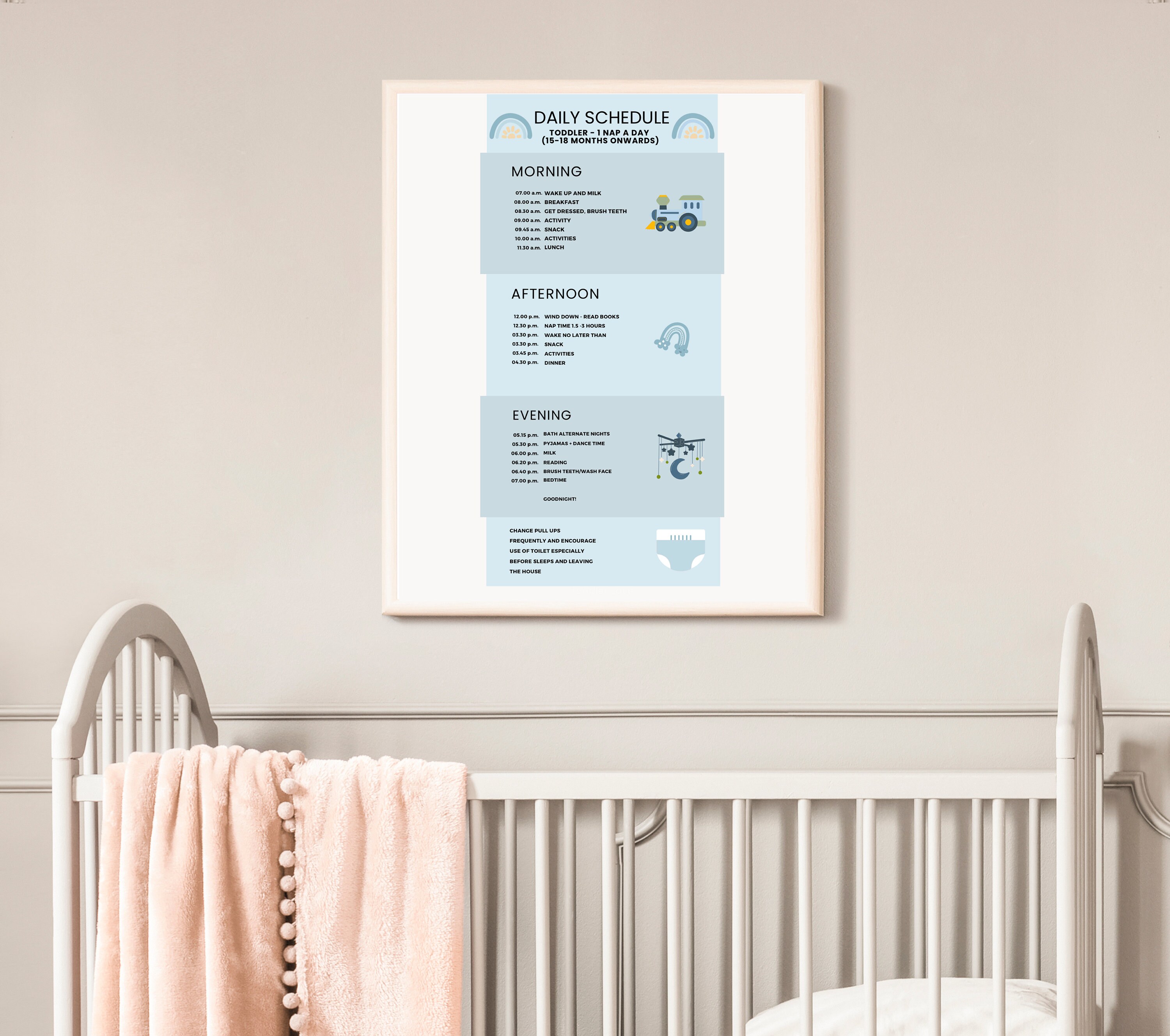 Toddler Routine Printable Daily Schedule, 1 Nap a Day, Sleep Times, Nap ...