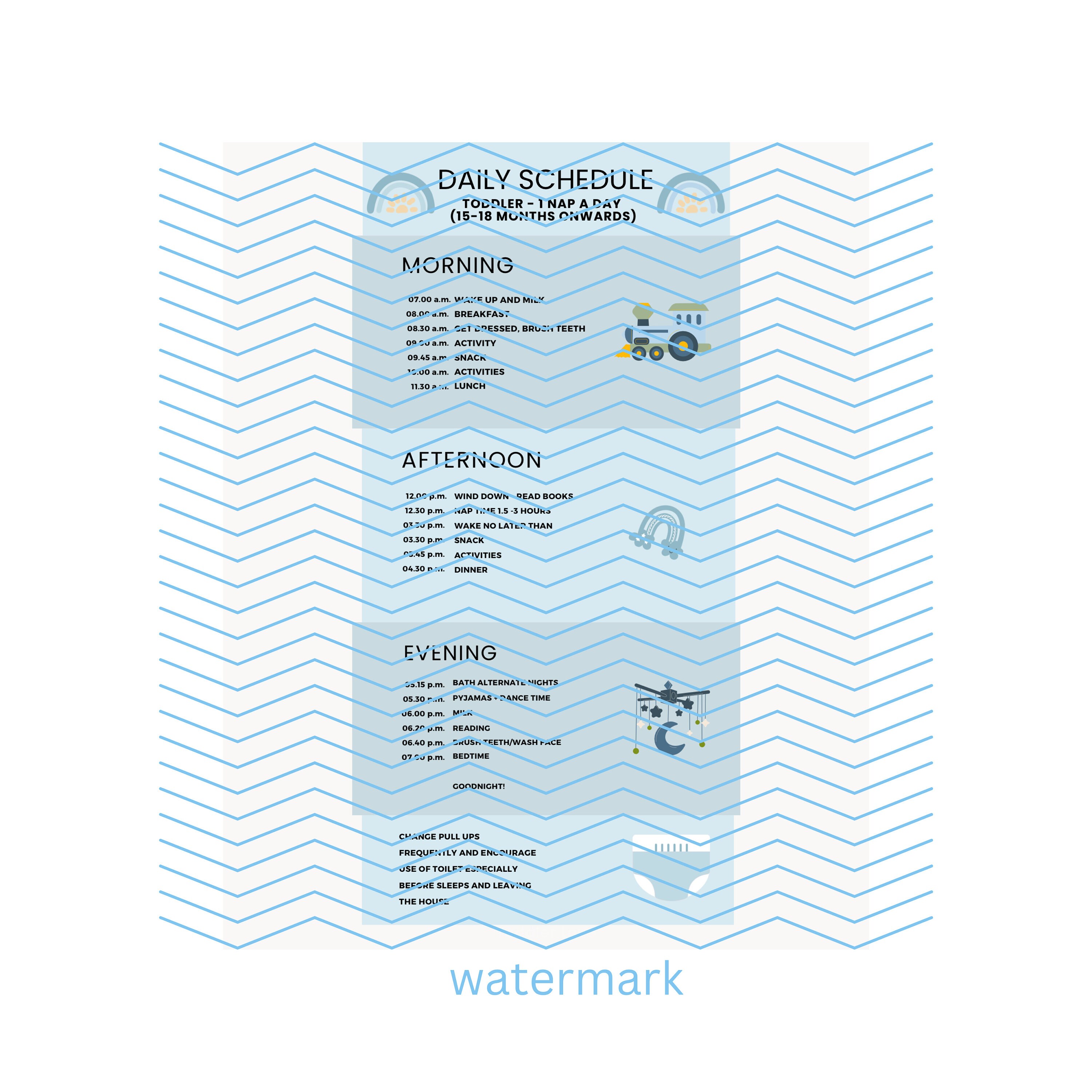 Toddler Routine Printable Daily Schedule, 1 Nap a Day, Sleep Times, Nap ...