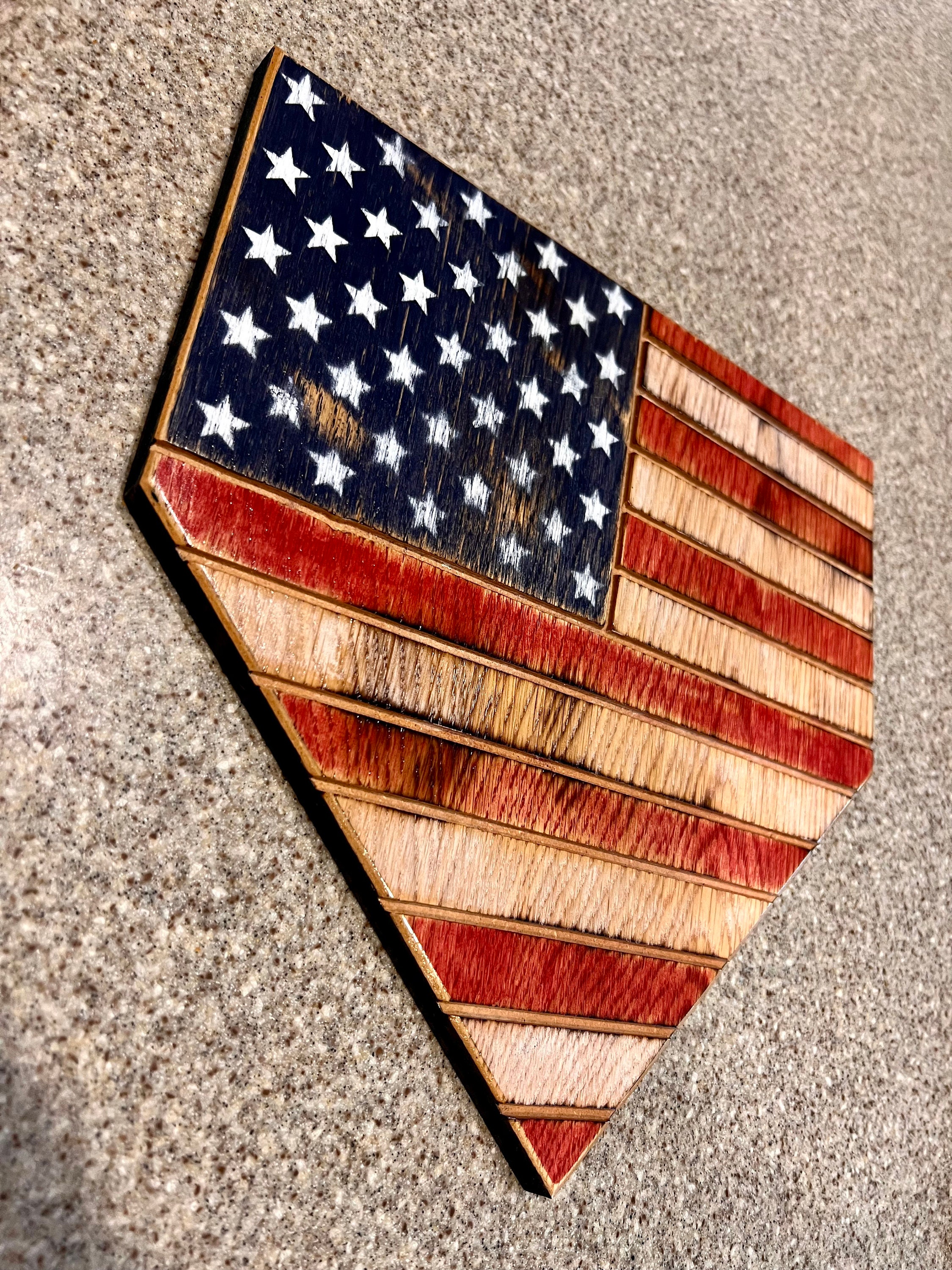Wood Home Plate Baseball American Flag Decor Sign - Etsy