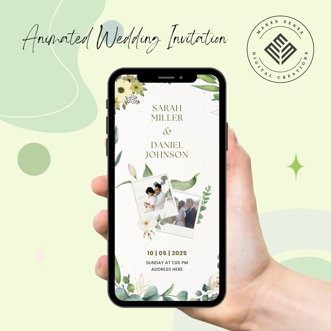 Animated Digital Wedding Invitation Editable With Music of Your Choice ...