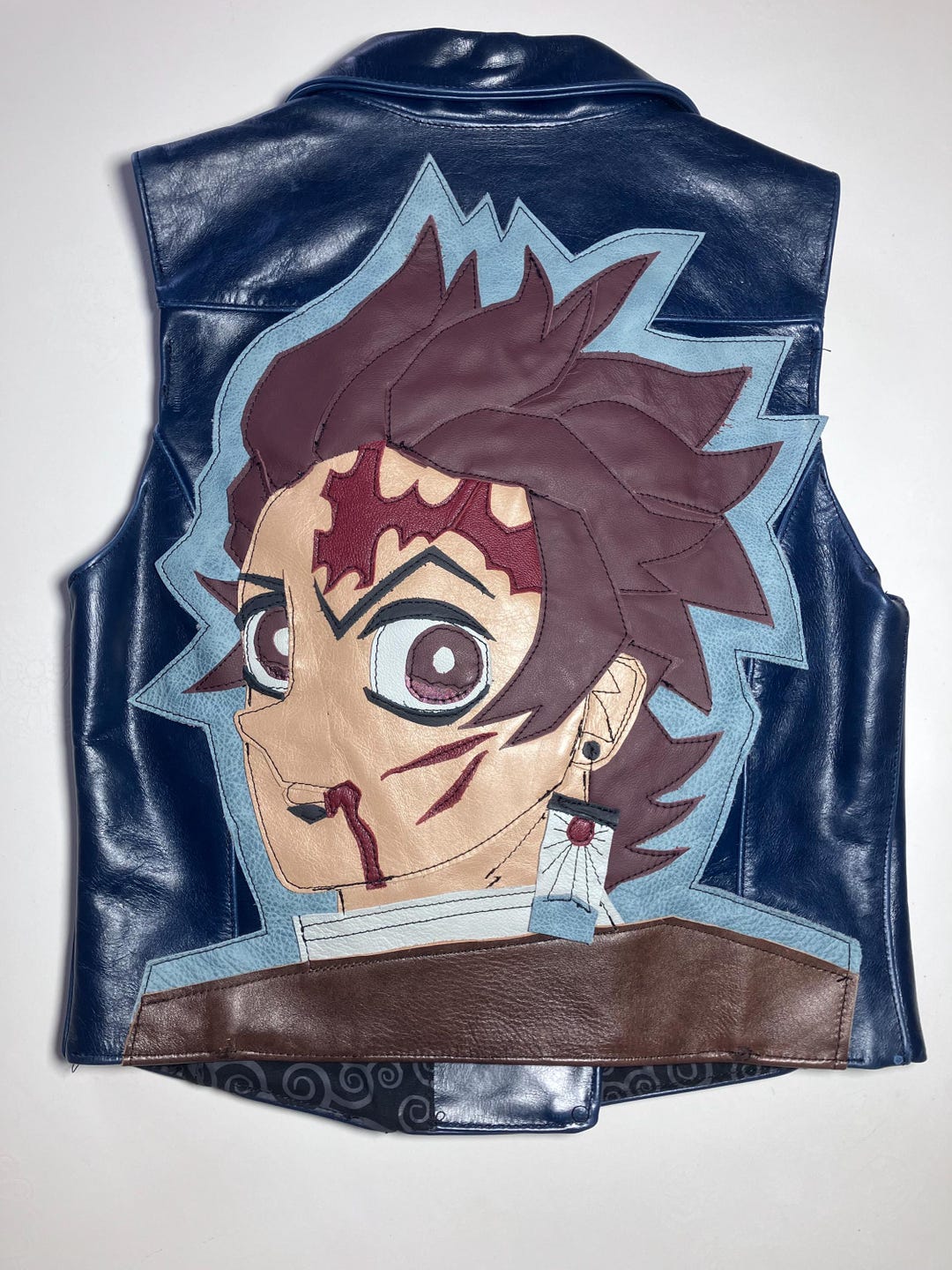 Anime Slayer Inspired Blue Leather Vest - Etsy