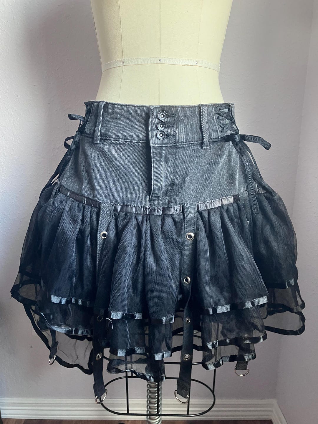 Gothic Grommet Tutu Denim Skirt - Etsy