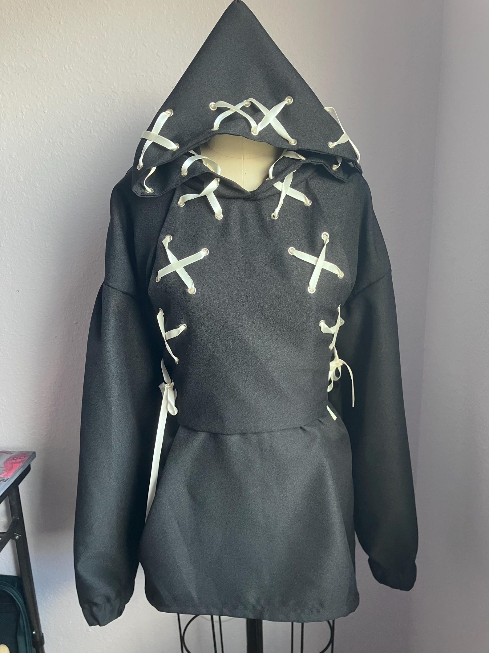 Gothic Lace up Double Grommet Tie Back Oversize Hoodie - Etsy