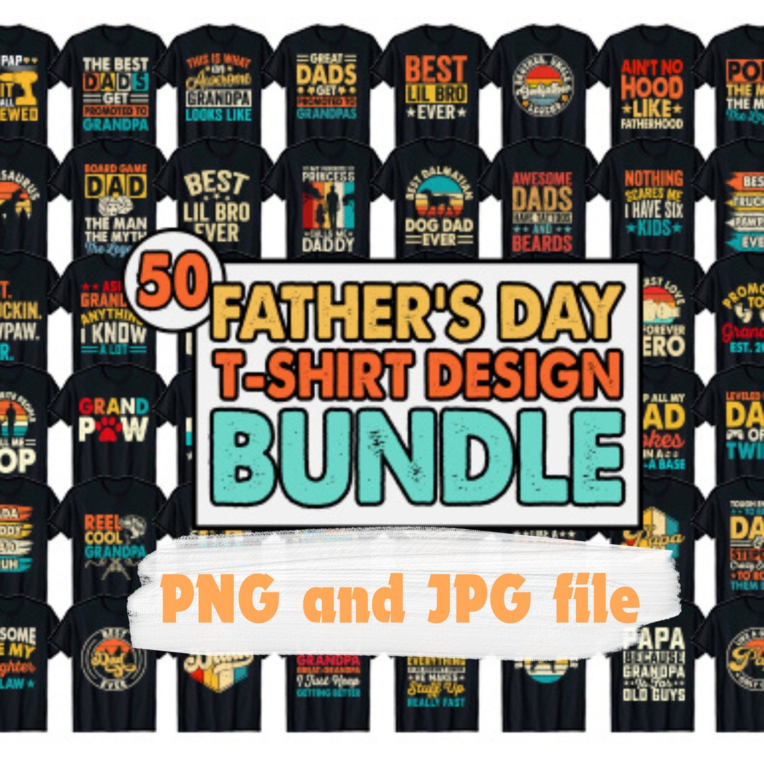 50 Designs Retro Dad Png Ang JPG Bundle Father's Day Png Sublimation ...