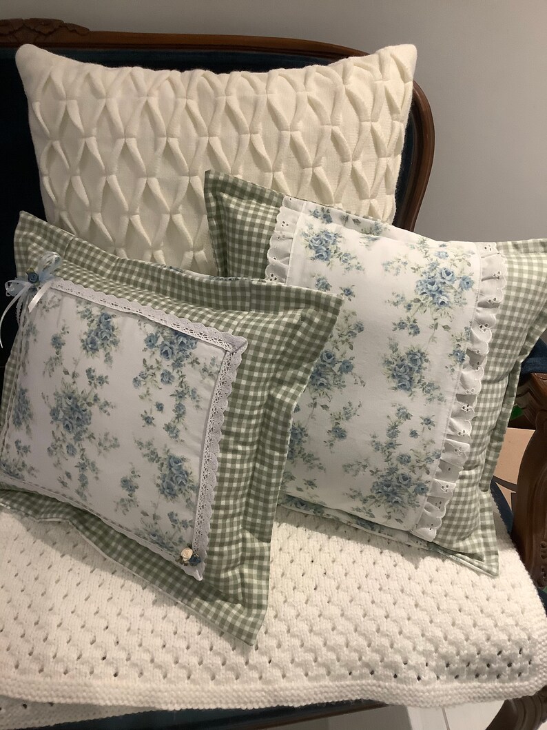 Shabby Chic Light Blue Rose Bouquet Framed With Vintage Eyelet | Etsy