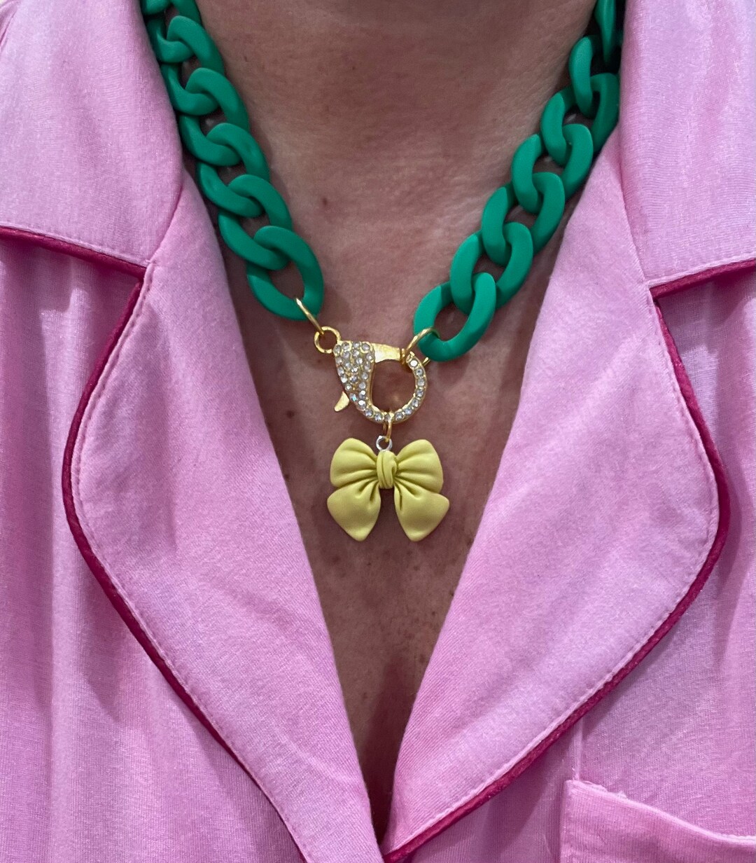 Acrylic Paper Clip and Acrylic Cuban Chain Necklaces - Etsy