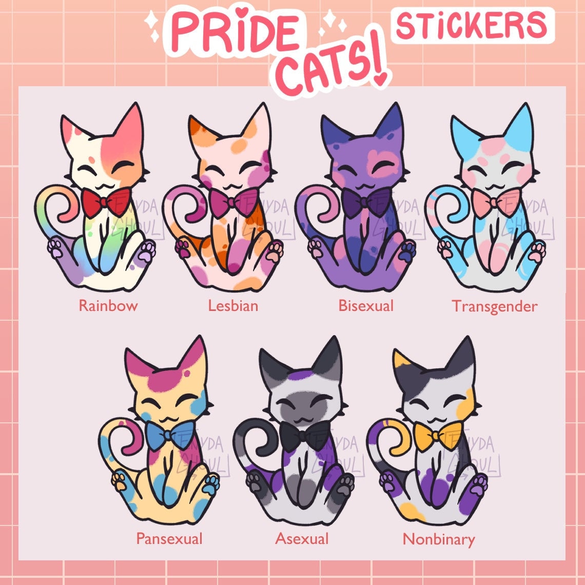 Pride Cats Holographic Vinyl Stickers! LGBT+ Gay Lesbian Bi Pan Ace ...