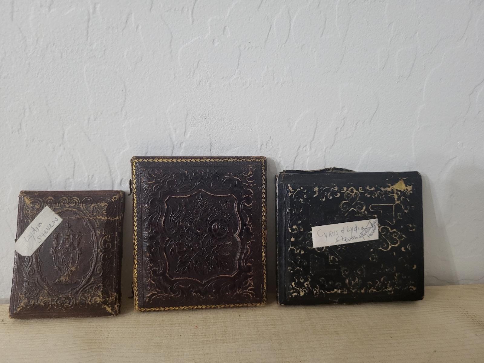 Set of 3 Antique Mini Photographs in Leather Cases. - Etsy