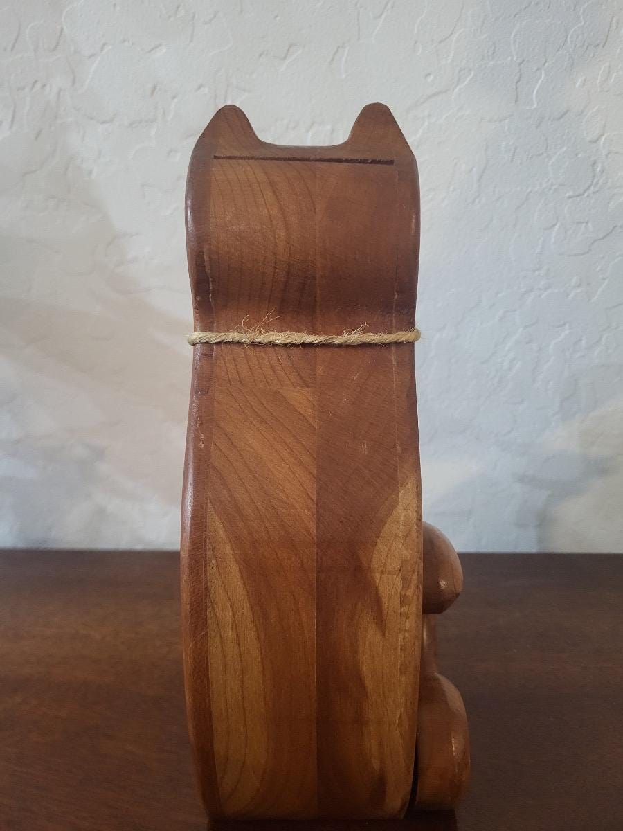 Handcrafted Wooden Cat Coin Bank With Removable Tail Stopper - Etsy
