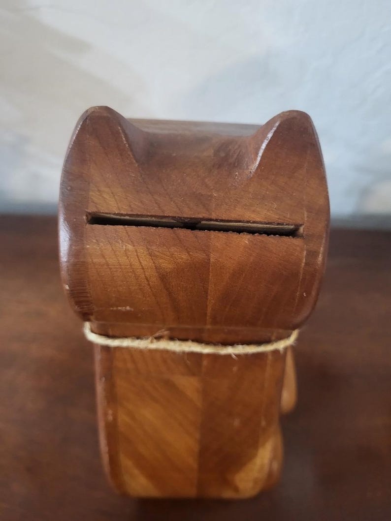 Handcrafted Wooden Cat Coin Bank With Removable Tail Stopper - Etsy