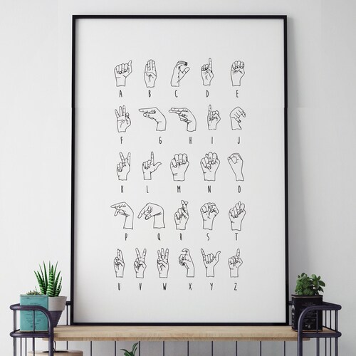 ABC Sign Language Alphabet Poster Home Decor Homeschool Room | Etsy