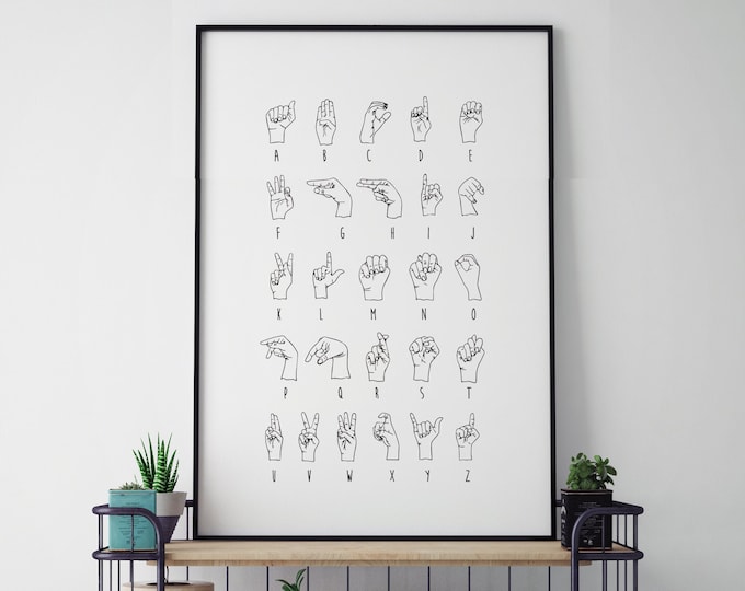 ABC Sign Language Alphabet Poster, Home Decor, Homeschool Room Decor ...