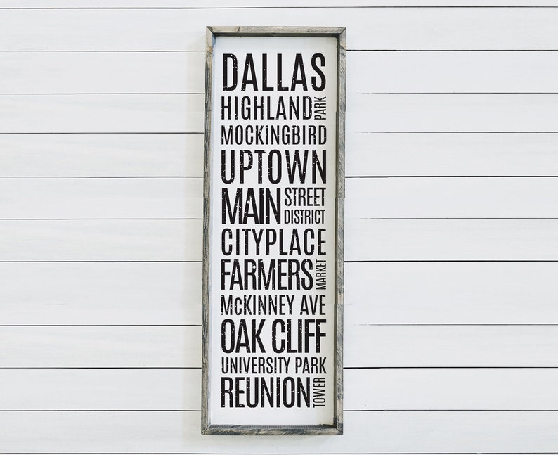 DALLAS Texas Subway Style Farmhouse Wood Sign Modern - Etsy