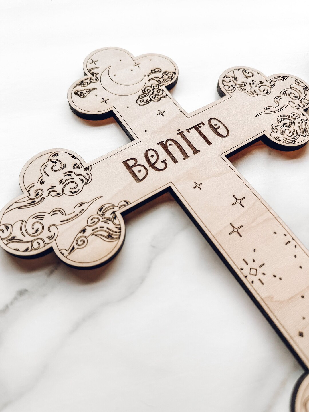 Night Sky / Custom Wood Child’s Cross Engraved With Name / Baptism ...