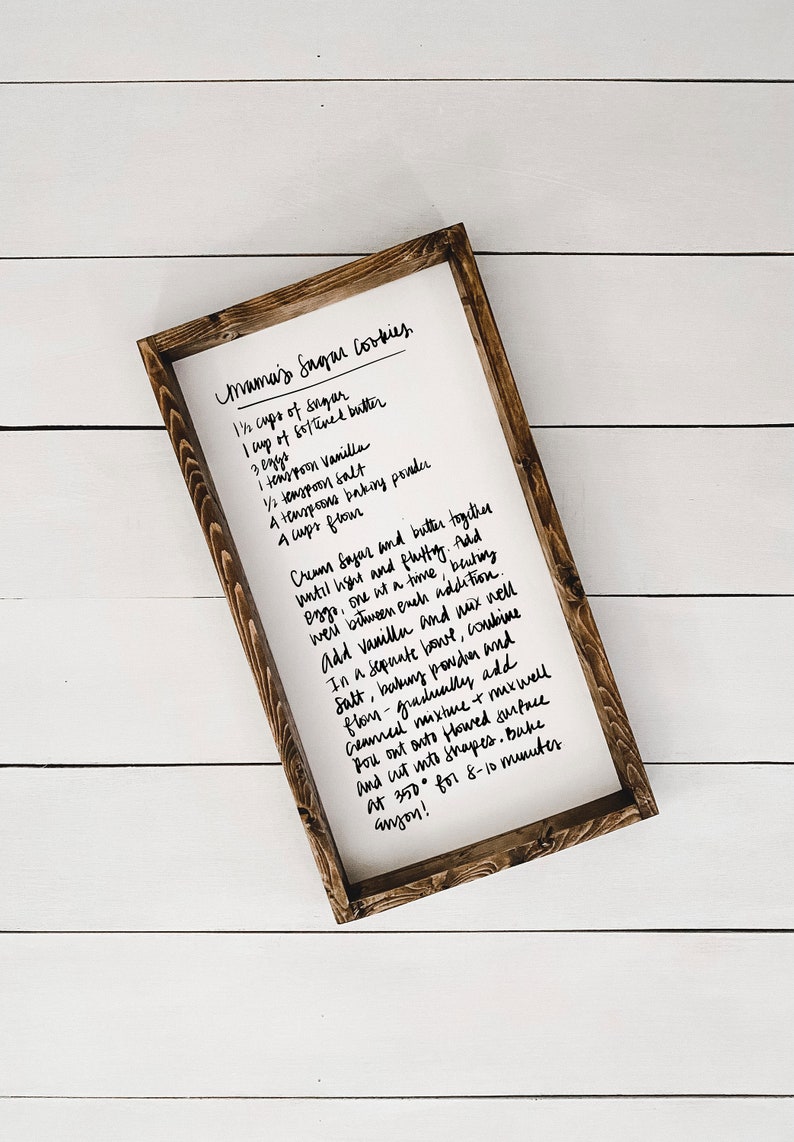 Custom Handwriting Sign Custom Recipe Sign Farmhouse Sign | Etsy