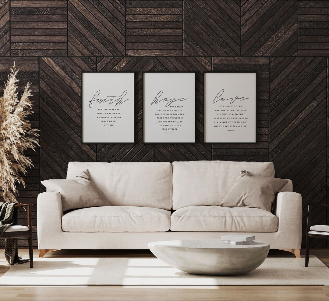 Faith Hope Love / Bible Verse Wall Art / Set of 3 Prints / Hebrews 11 ...