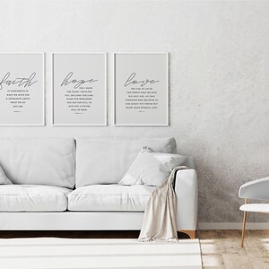 Faith Hope Love / Bible Verse Wall Art / Set of 3 Prints / Hebrews 11 ...