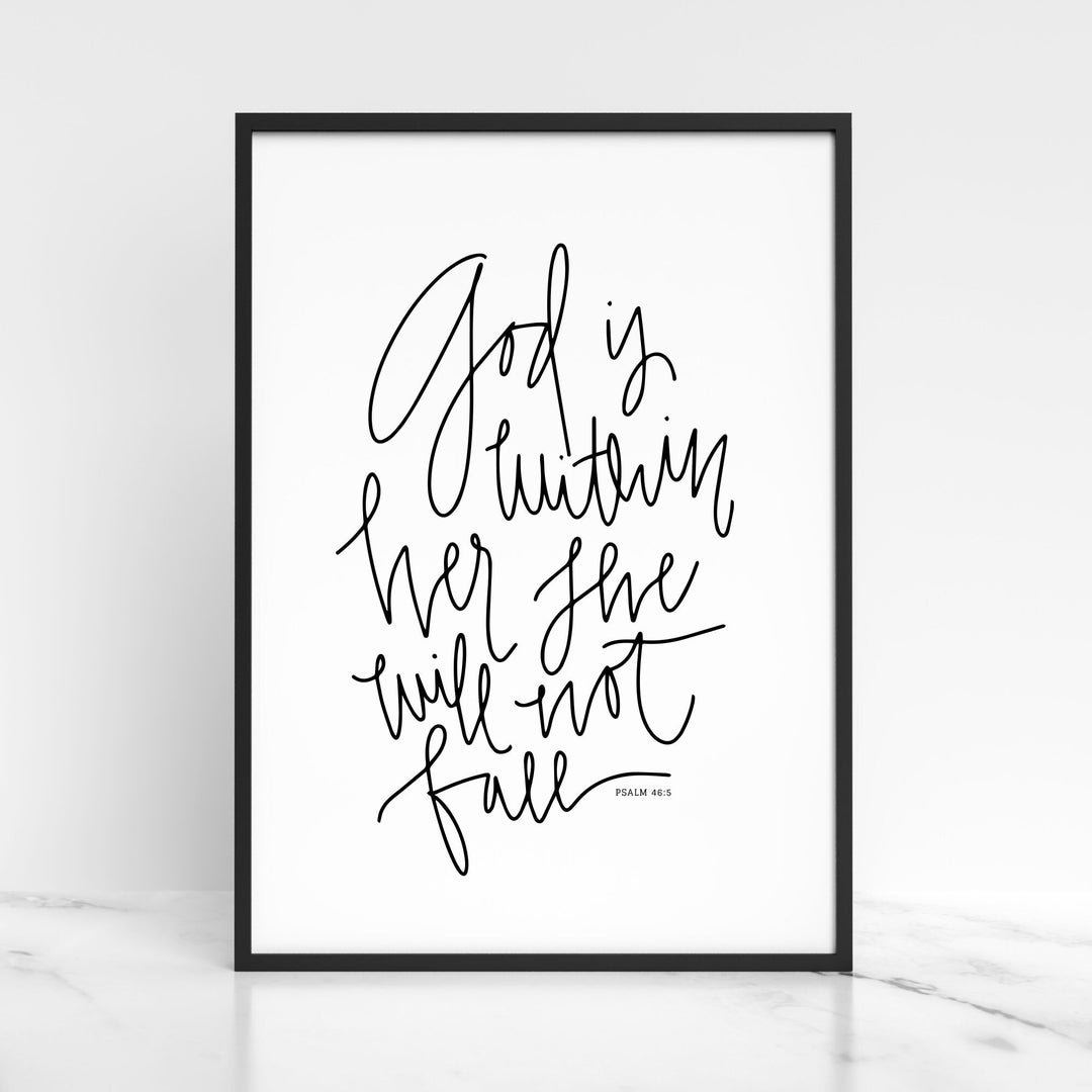God is Within Her, She Will Not Fall / Religious Art / Printable Art ...