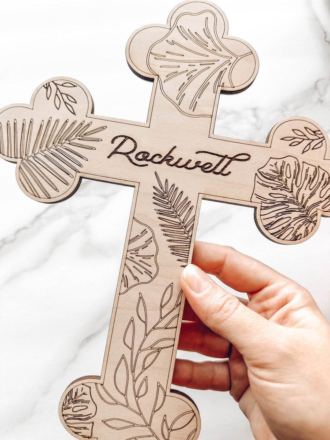 Tropical / Plants / Custom Wood Child’s Cross Engraved With Name ...