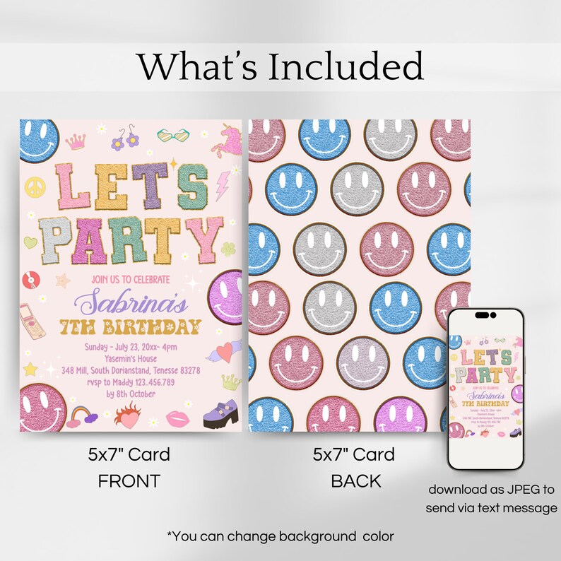 Varsity Patch Letter Birthday Invitation, Lets Party Birthday Invite ...