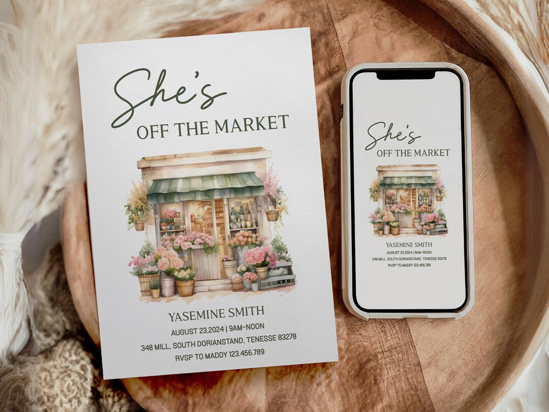Editable She's off the Market Bridal Shower Party Invitation Template ...