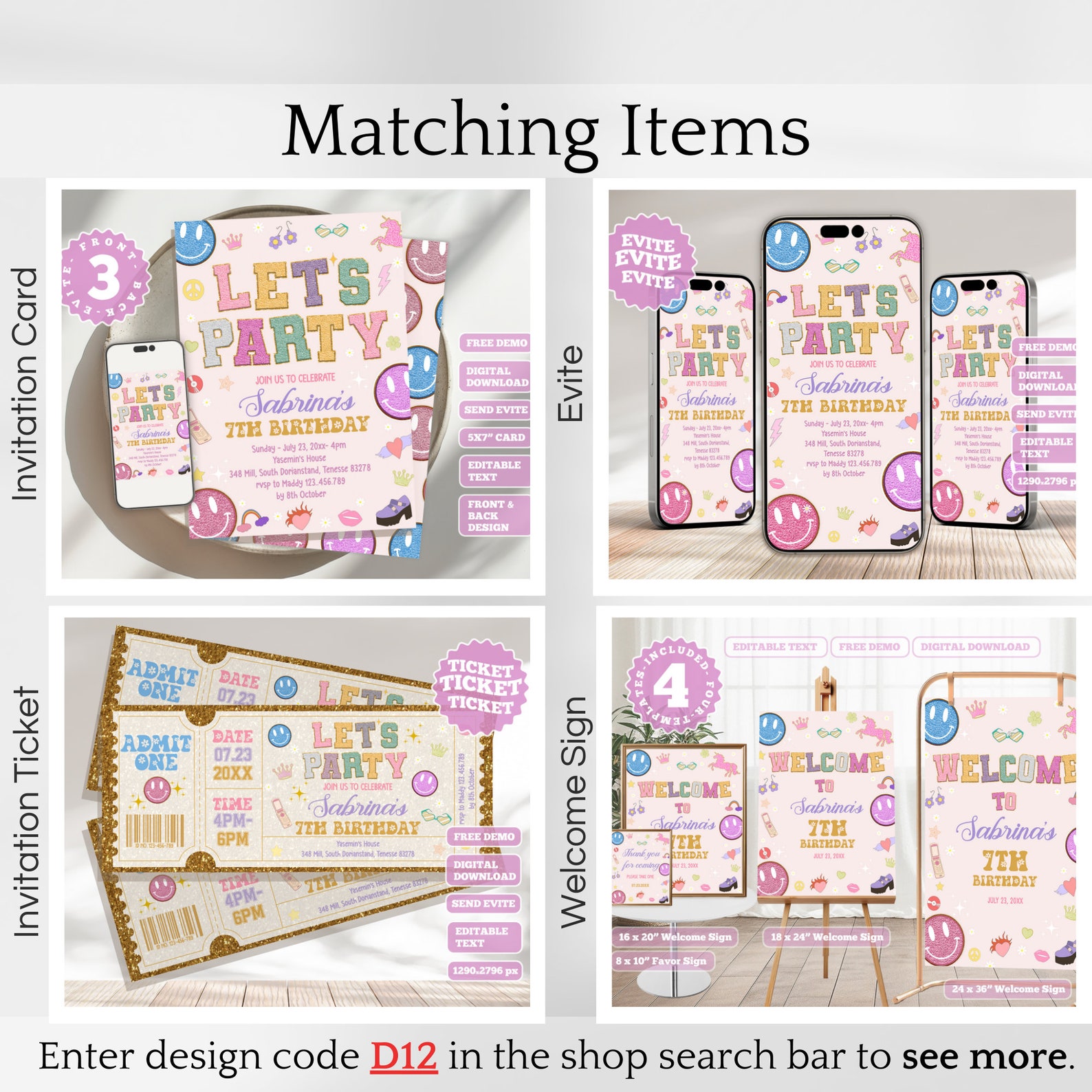 Varsity Patch Letter Birthday Invitation, Lets Party Birthday Invite ...