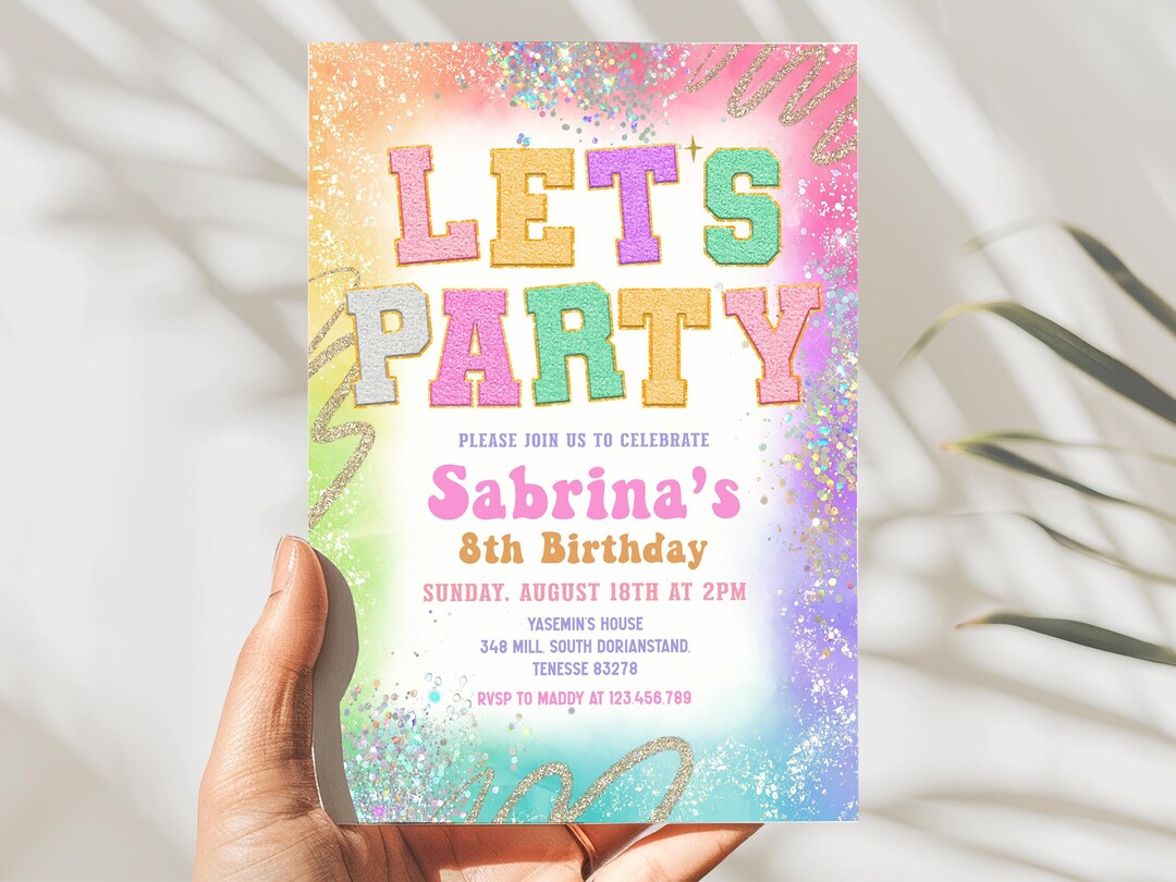 Editable Varsity Patch Letter Birthday Invitation, Let’s Party Preppy ...