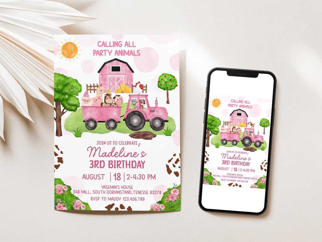 Party Animals Pink Farm Girl Birthday, Floral Barn Cow Print, Boho ...
