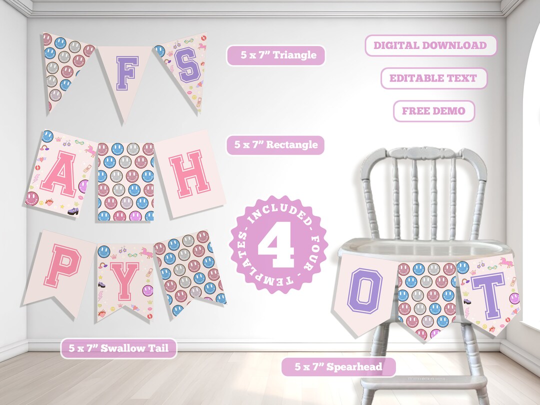 Varsity Patch Letter Birthday Bunting Decor, Lets Party Birthday ...