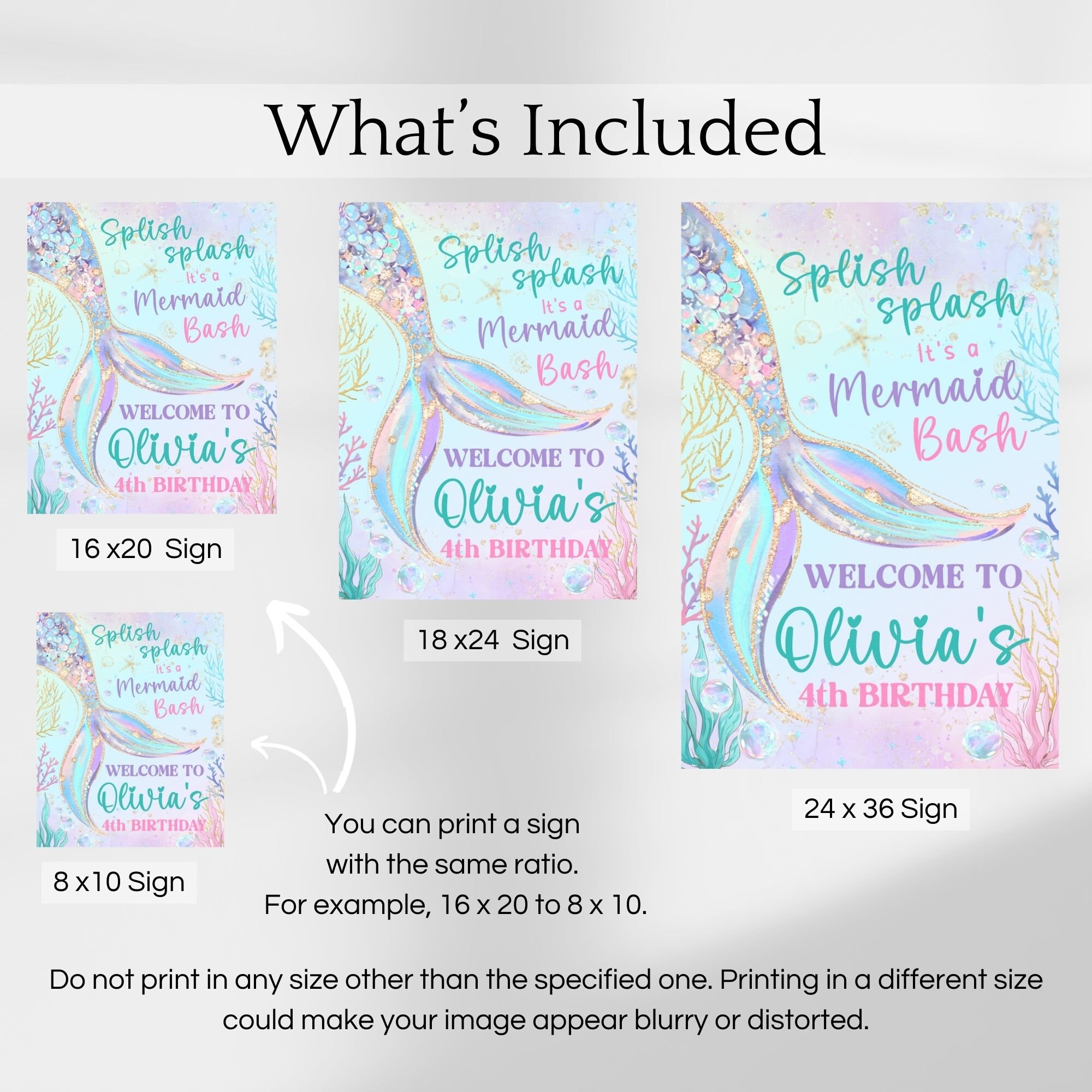 Editable Mermaid Birthday Welcome Sign Template, Mermaid Bash Poster ...