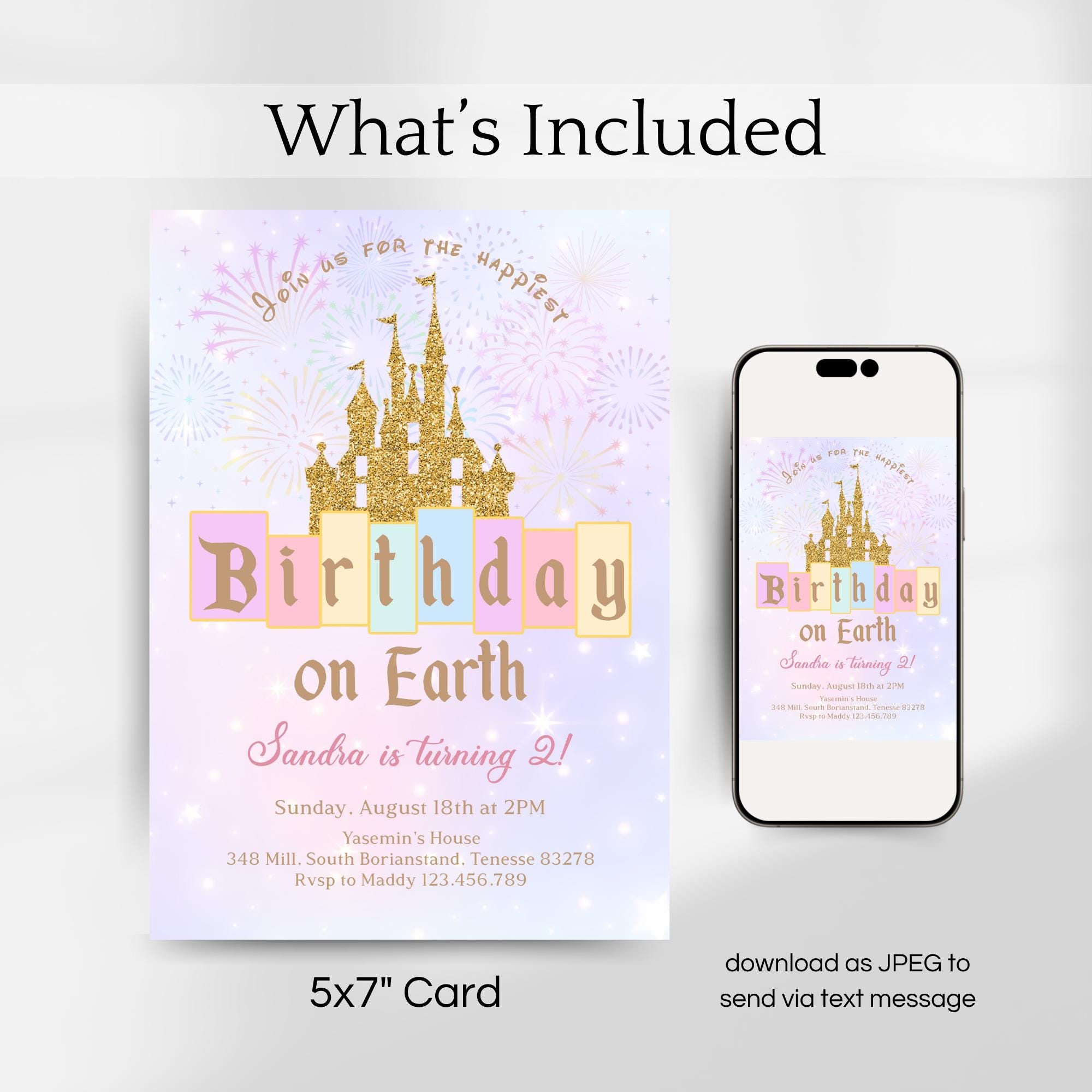 Happiest Birthday on Earth Invitation, Gold Glitter Castle, Modern ...