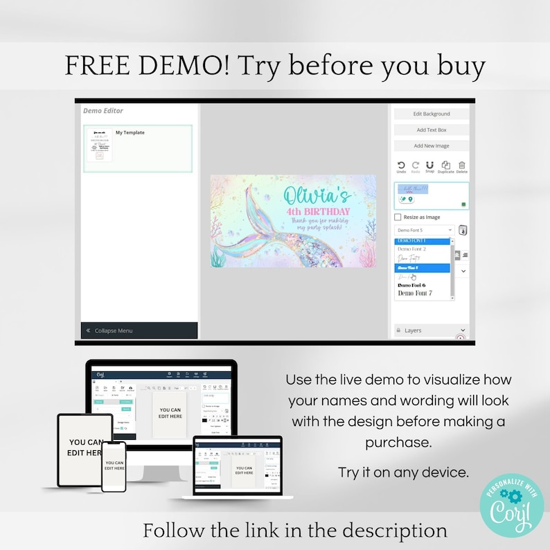 Editable Mermaid Birthday Party Candy Gift Box Label Template, Mermaid ...