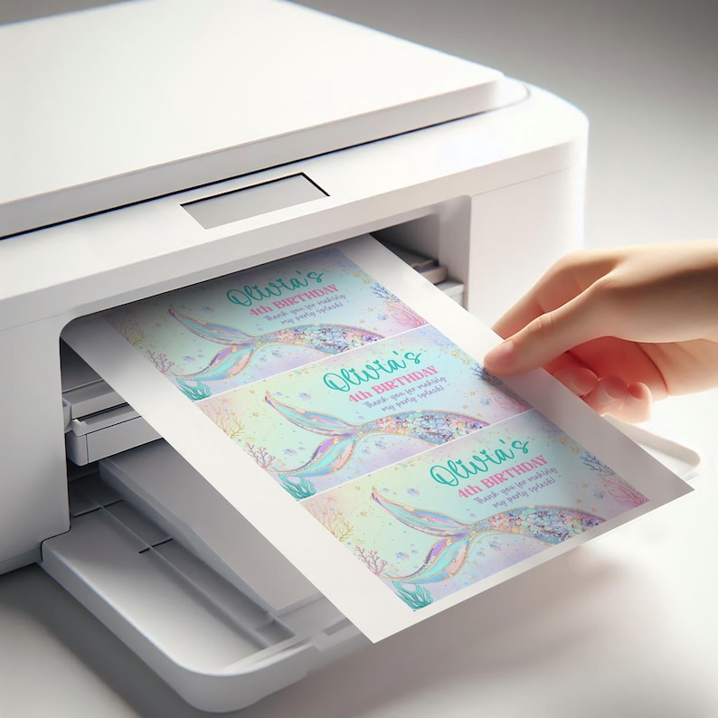 Mermaid First Birthday Gable Box Label, Pastel Teal Pink Under the Sea ...